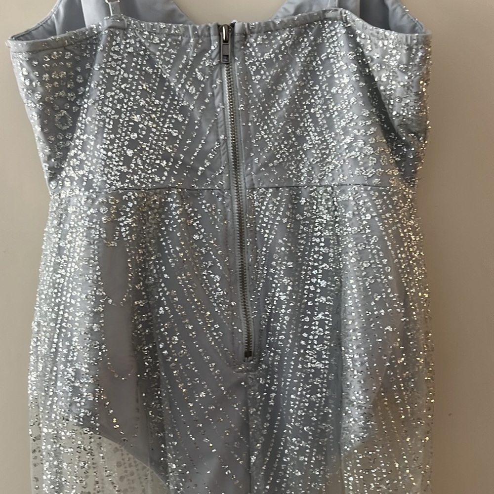 Hello Molly Sheer Silver Glitter Bodysuit Bodycon Mes… - Gem